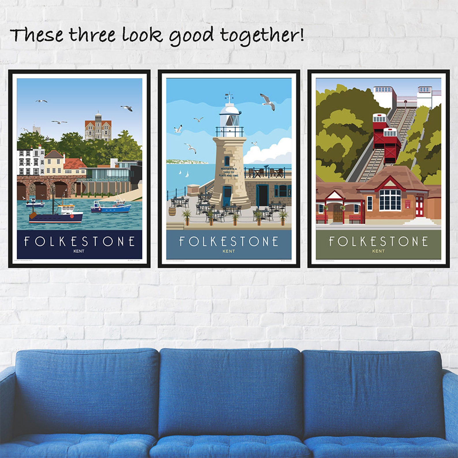 Folkestone Leas. Leas Cliff Hall and Bandstand. A4, A3, A2 in Retro ...