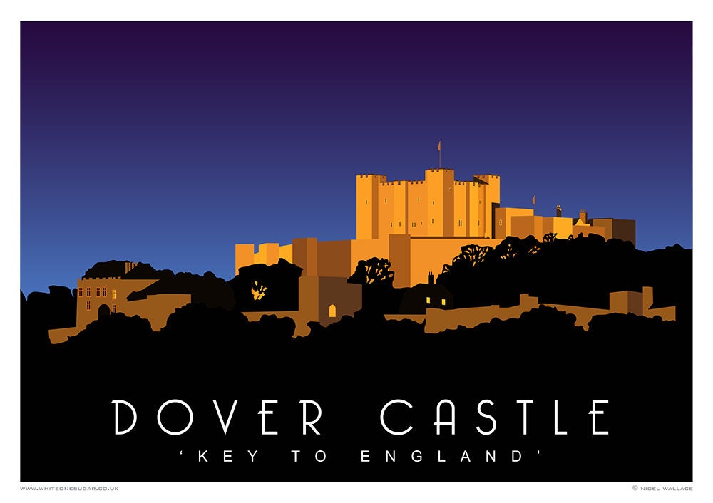 Dover Castle at Night, Portrait and Landscape. Railway Style Poster. A4 ...