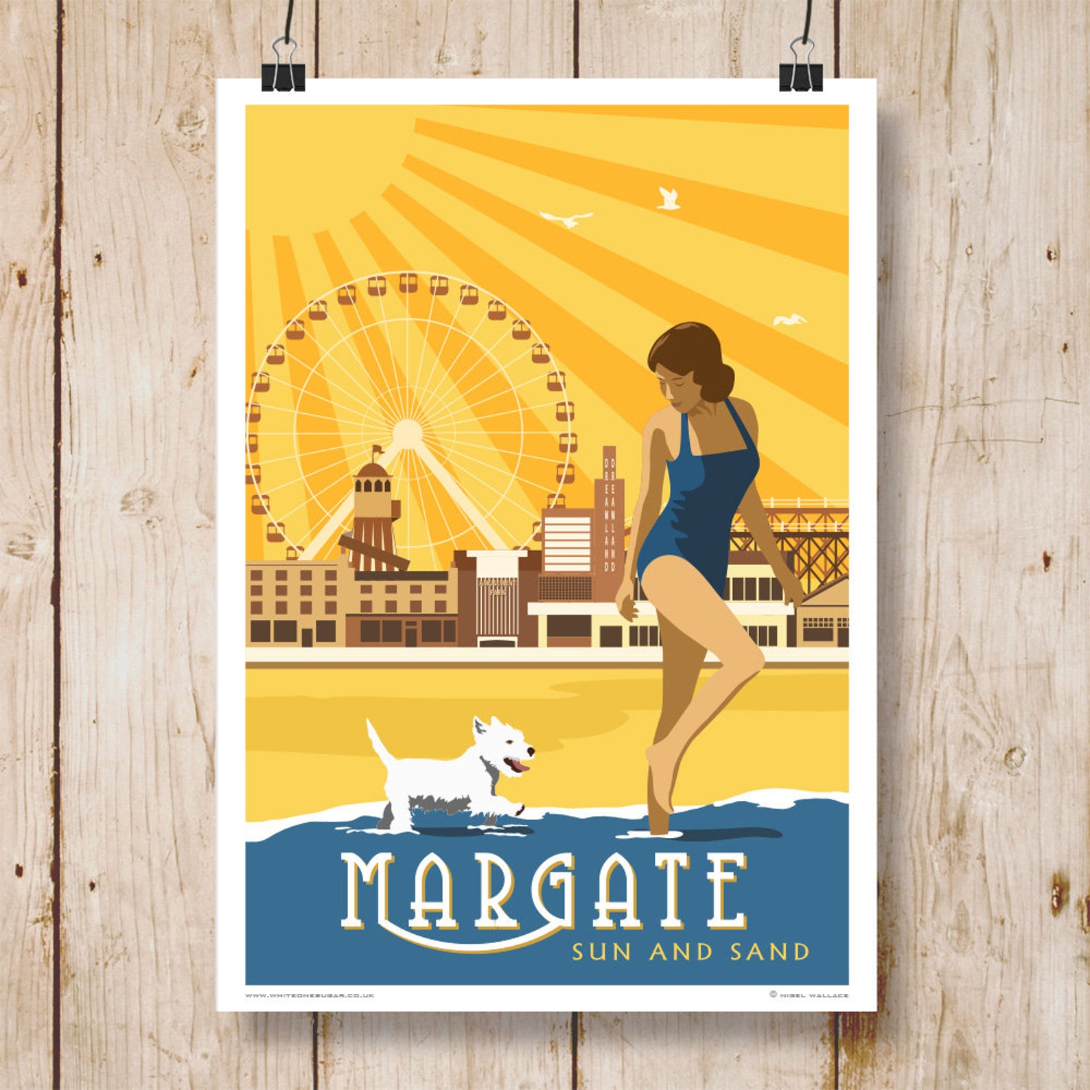 MARGATE. Retro Seaside Poster Girl and West Highland Terrier - Etsy