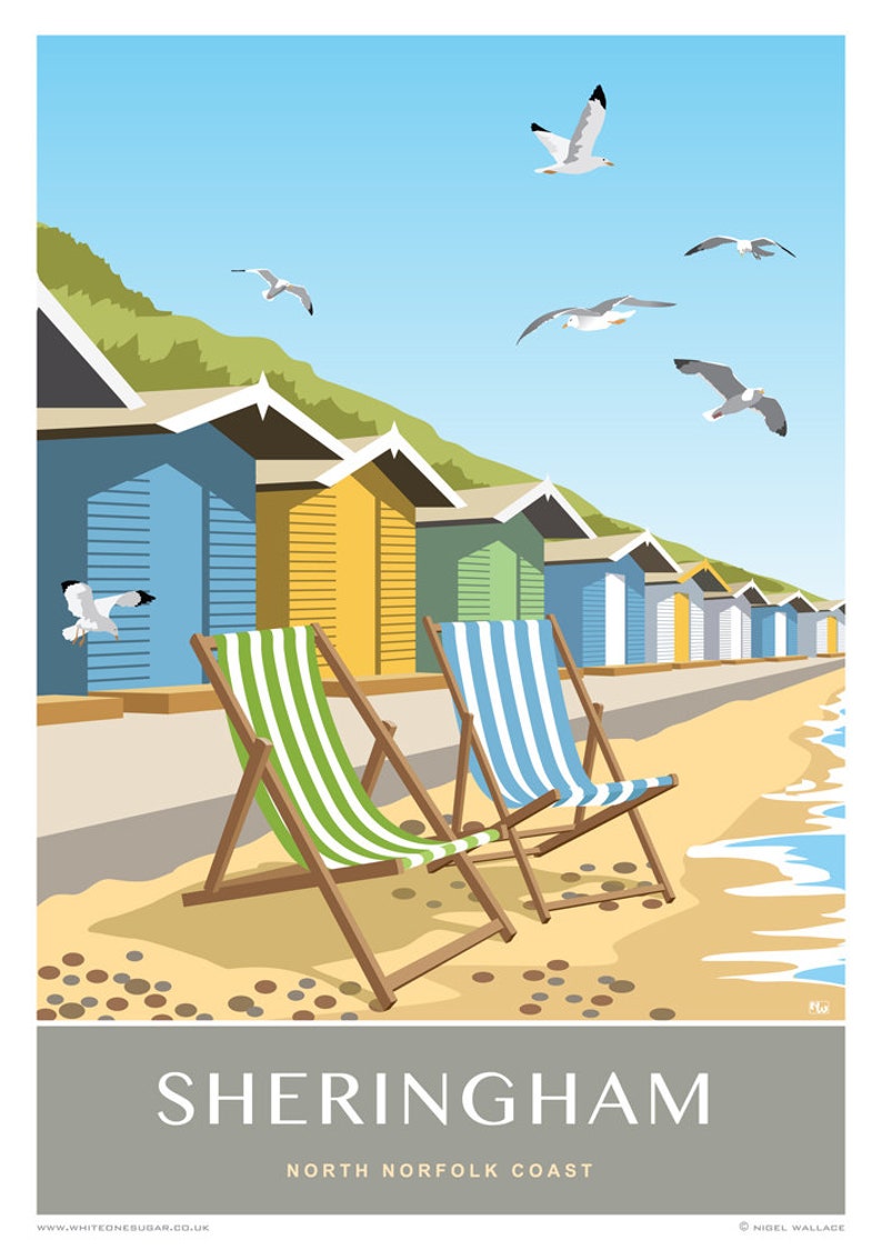 Sheringham Beach Huts. Modern Travel Poster. Portrait North - Etsy UK