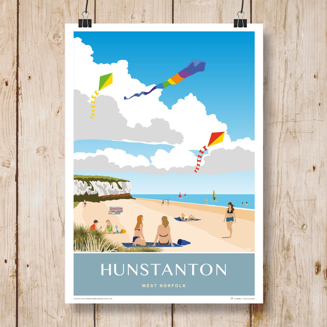 Old Hunstanton Beach, West Norfolk Coast. Travel Poster, Portrait A4,A3 ...