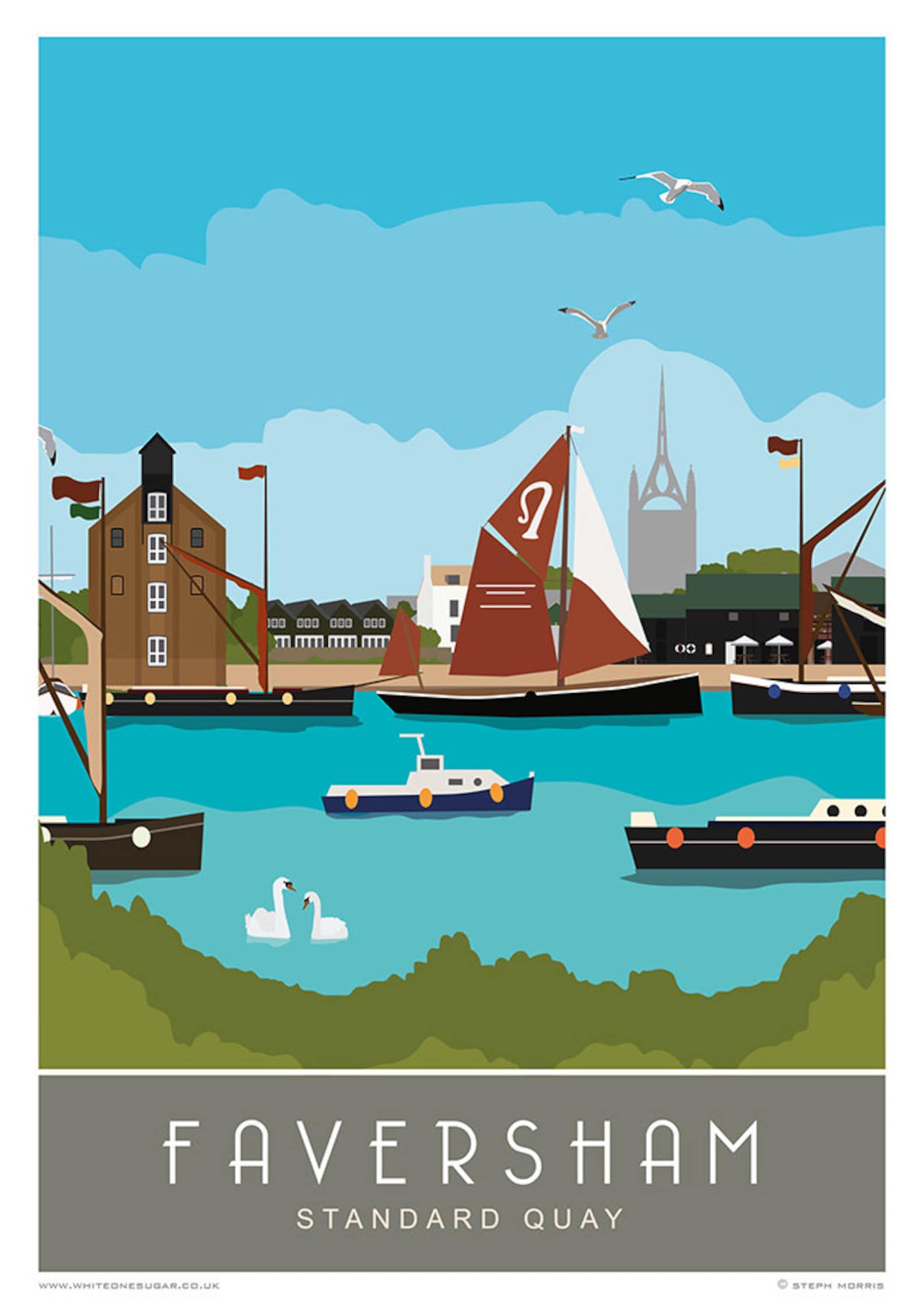 Standard Quay Faversham. Art Print Travel Poster. in A4 A3 - Etsy UK