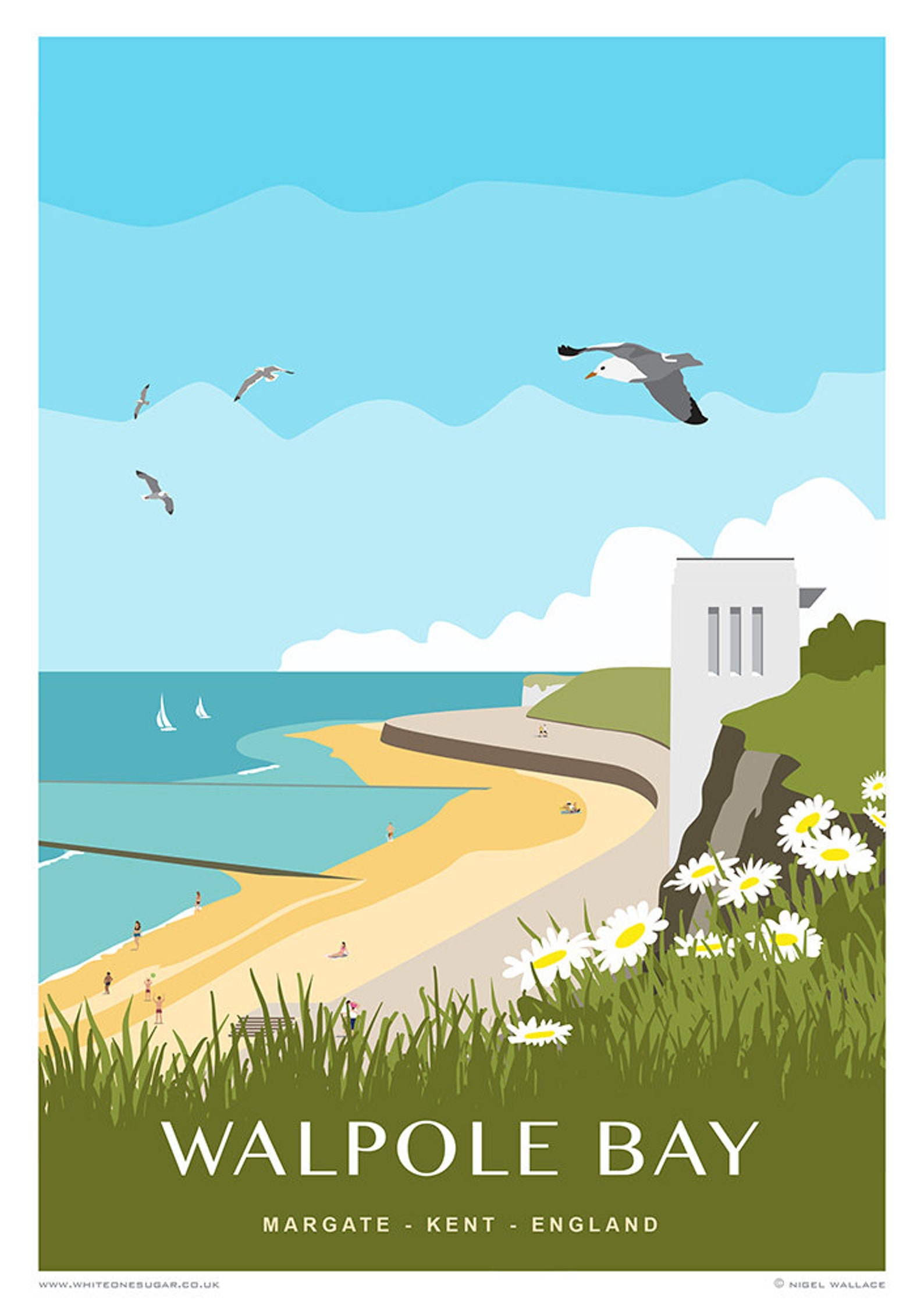 Walpole Bay, Margate, Kent. Portrait, Retro, Art Deco Style Design ...