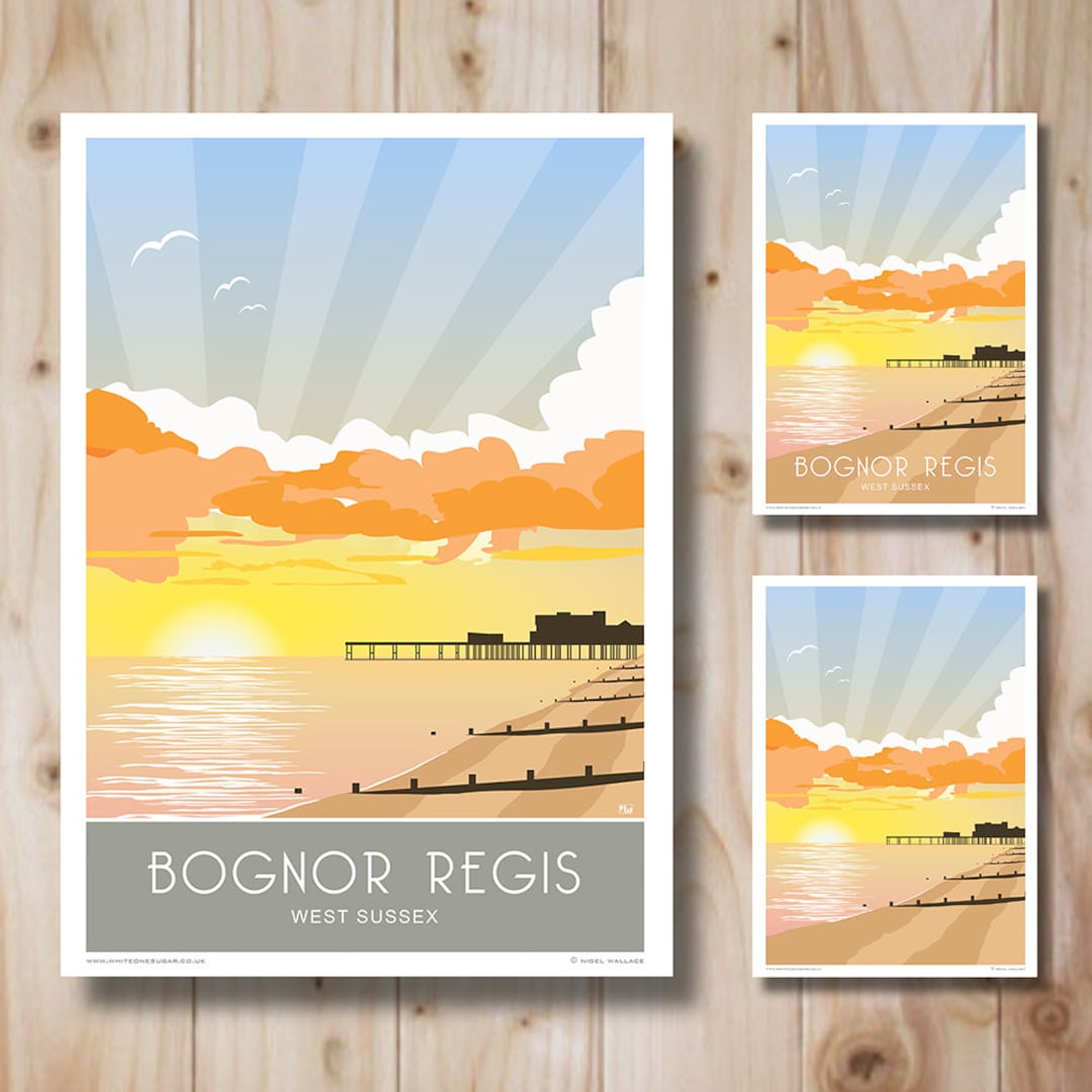 Bognor Regis Pier Print, Poster, Sunset, West Sussex, Portrait, in ...