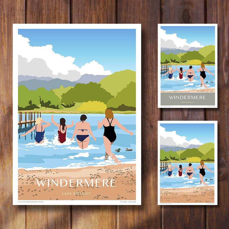 Windermere Cold Water Lady Swimmers. Art Deco, Retro Style, Travel ...