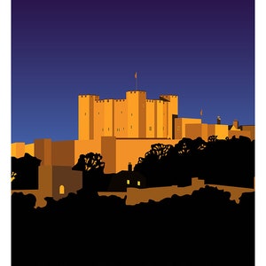 Dover Castle at Night, Portrait and Landscape. Railway Style Poster. A4 ...