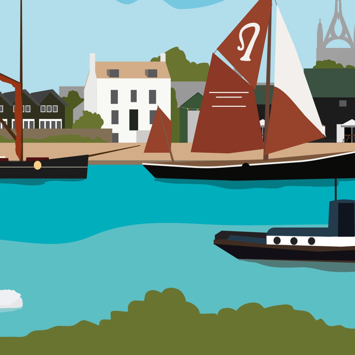 Standard Quay Faversham. Art Print Travel Poster. in A4 A3 - Etsy UK