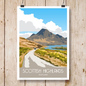 Scottish Highlands, Poster Print, Scotland Travel Poster. A4, A3, A2 ...