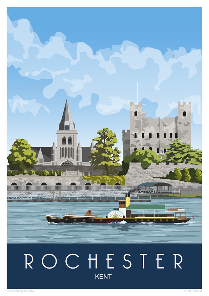 ROCHESTER. Art Print Travel Poster of Rochester Castle and - Etsy UK