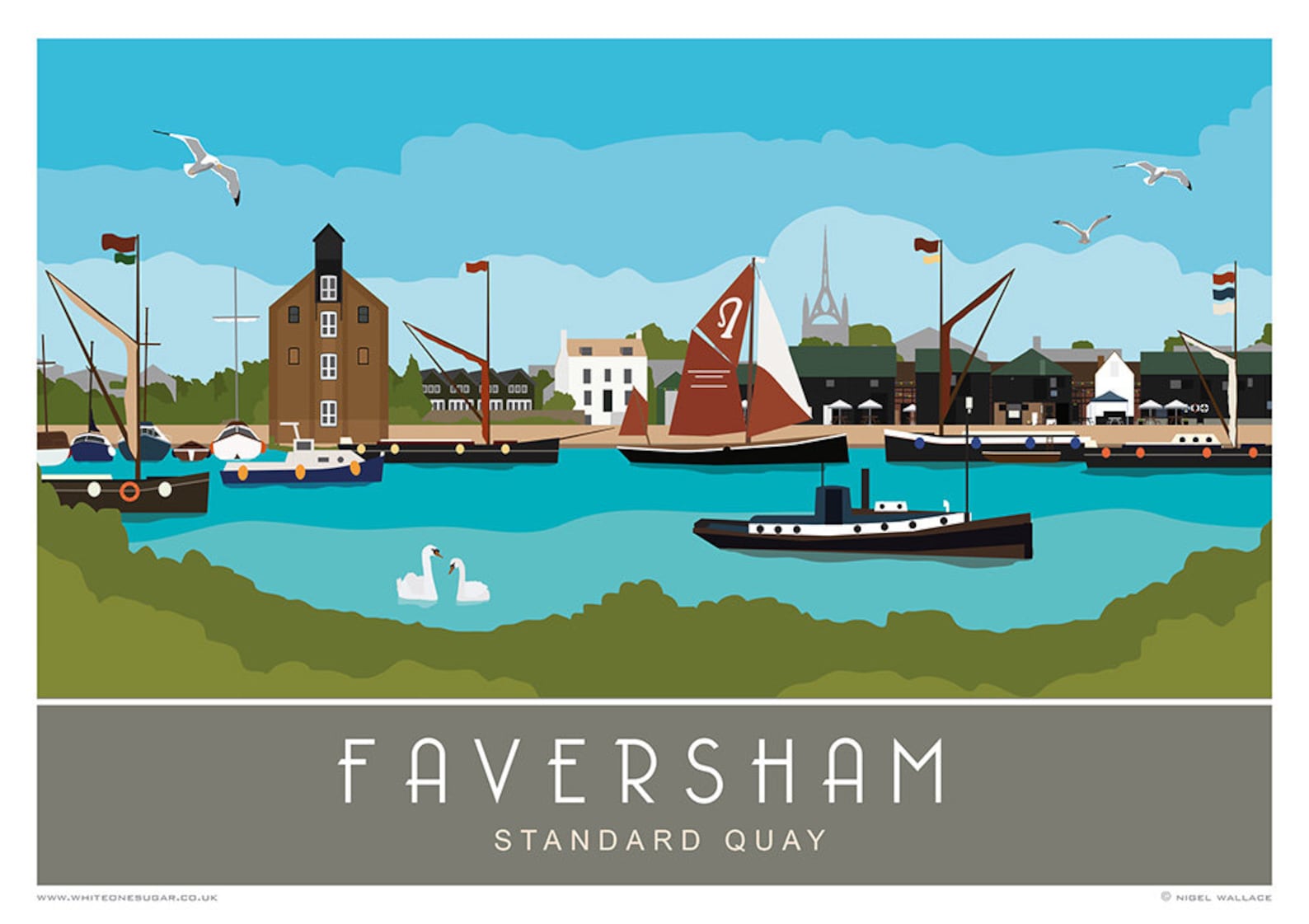 Standard Quay Faversham. Art Print Travel Poster. in A4 A3 - Etsy UK