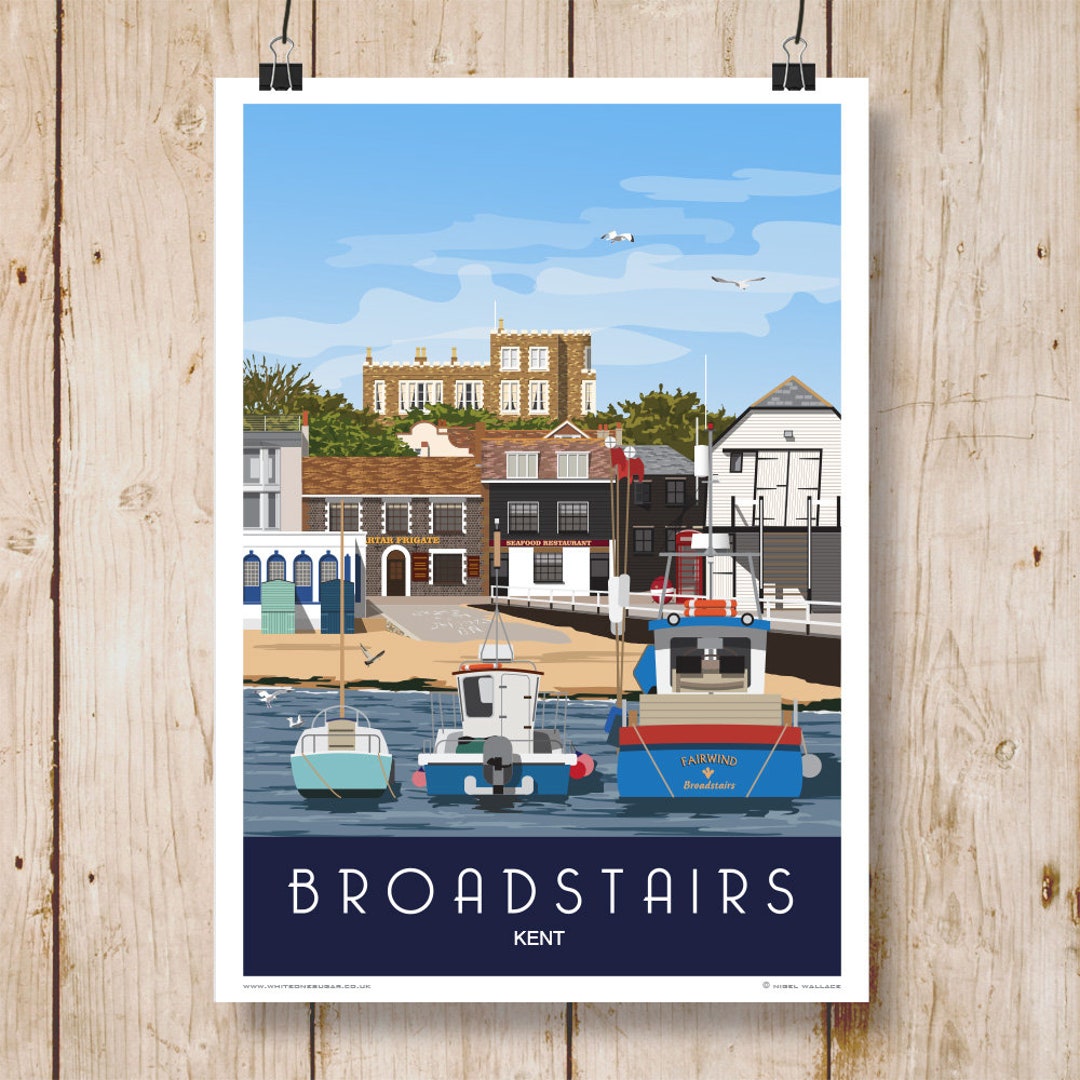 Broadstairs Seafront. Art Print, Poster of Broadstairs From Harbour ...