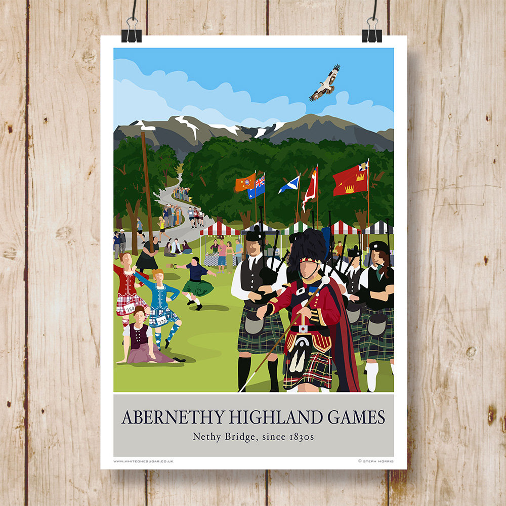 Abernethy Highland Games, Nethy Bridge Travel Poster. A4, A3, A2, A1 ...