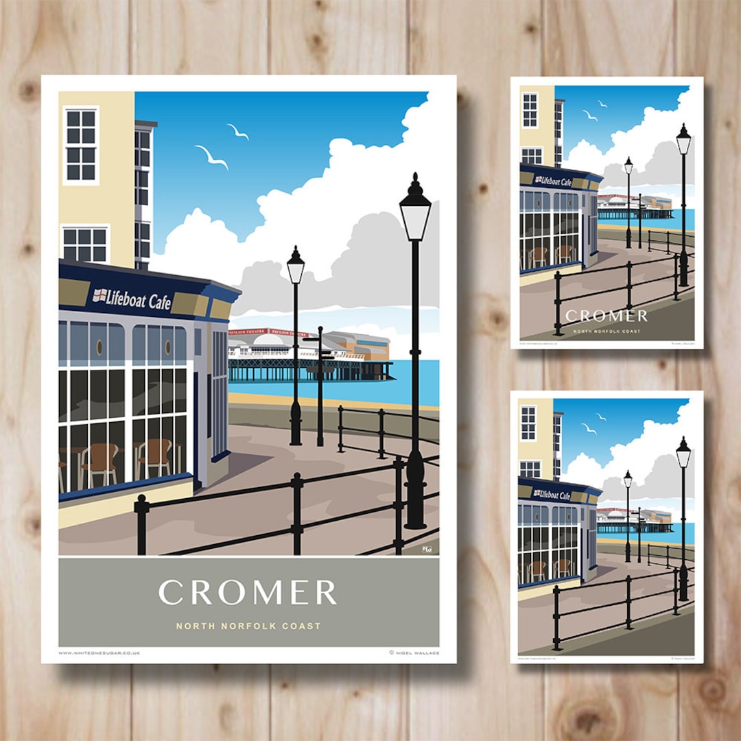 Cromer Lifeboat Cafe, North Norfolk, Art Deco Style Design, Poster ...