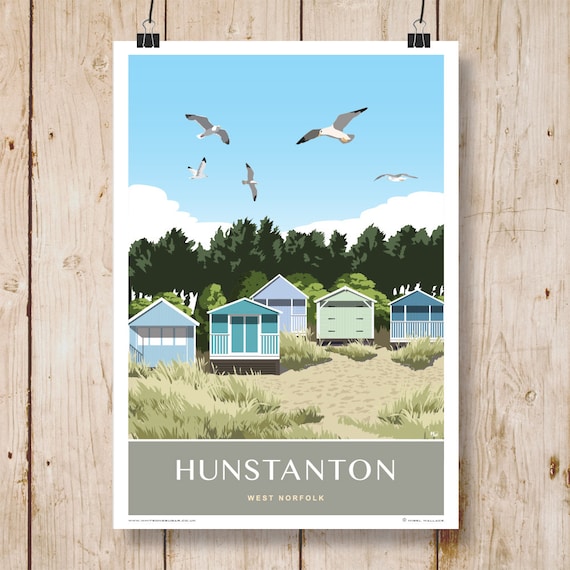 Old Hunstanton Beach Huts West Norfolk Coast. Travel Poster | Etsy