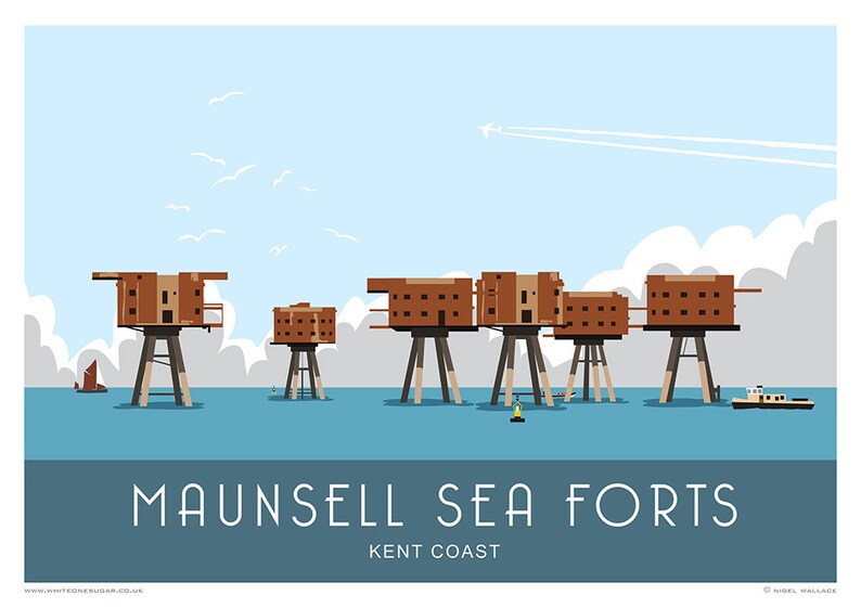 Maunsell Sea Forts Whitstable Kent. A4 A3 A2 A1. Portrait | Etsy UK