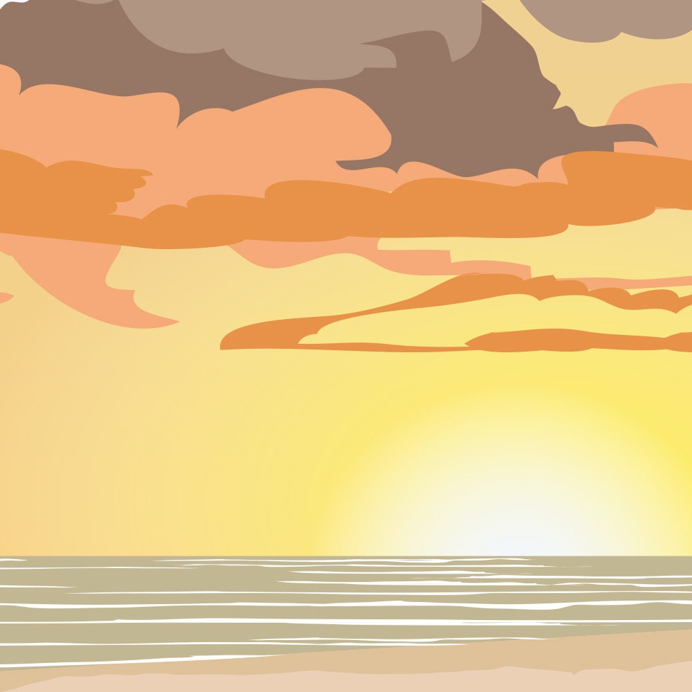 North Devon Sunset. Travel Poster A4 A3 A2 A1 - Etsy UK
