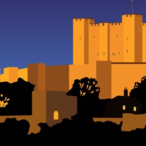 Dover Castle at Night, Portrait and Landscape. Railway Style Poster. A4 ...
