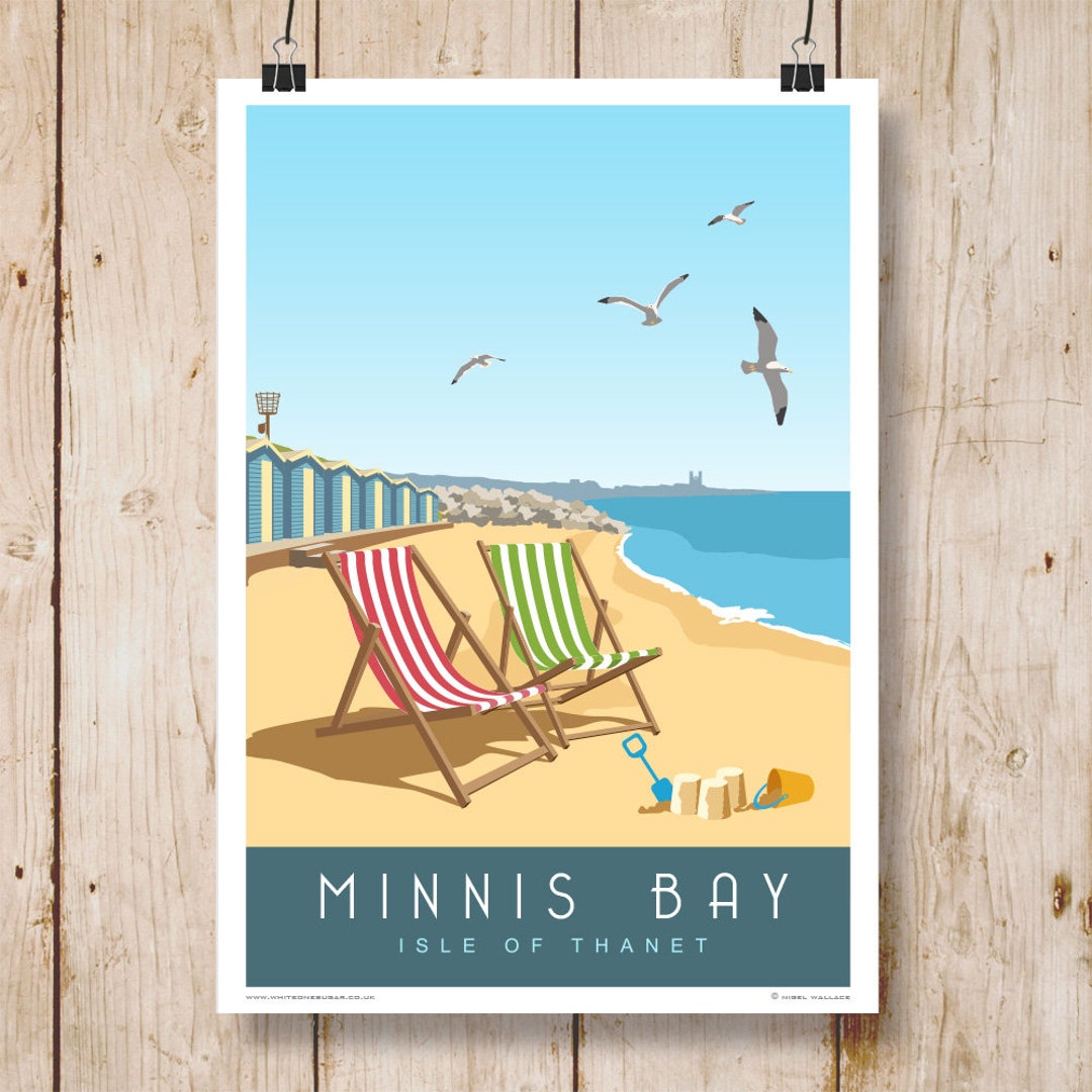 Minnis Bay Beach and Beach Huts. Portrait and Landscape A4, A3, A2, A1 ...