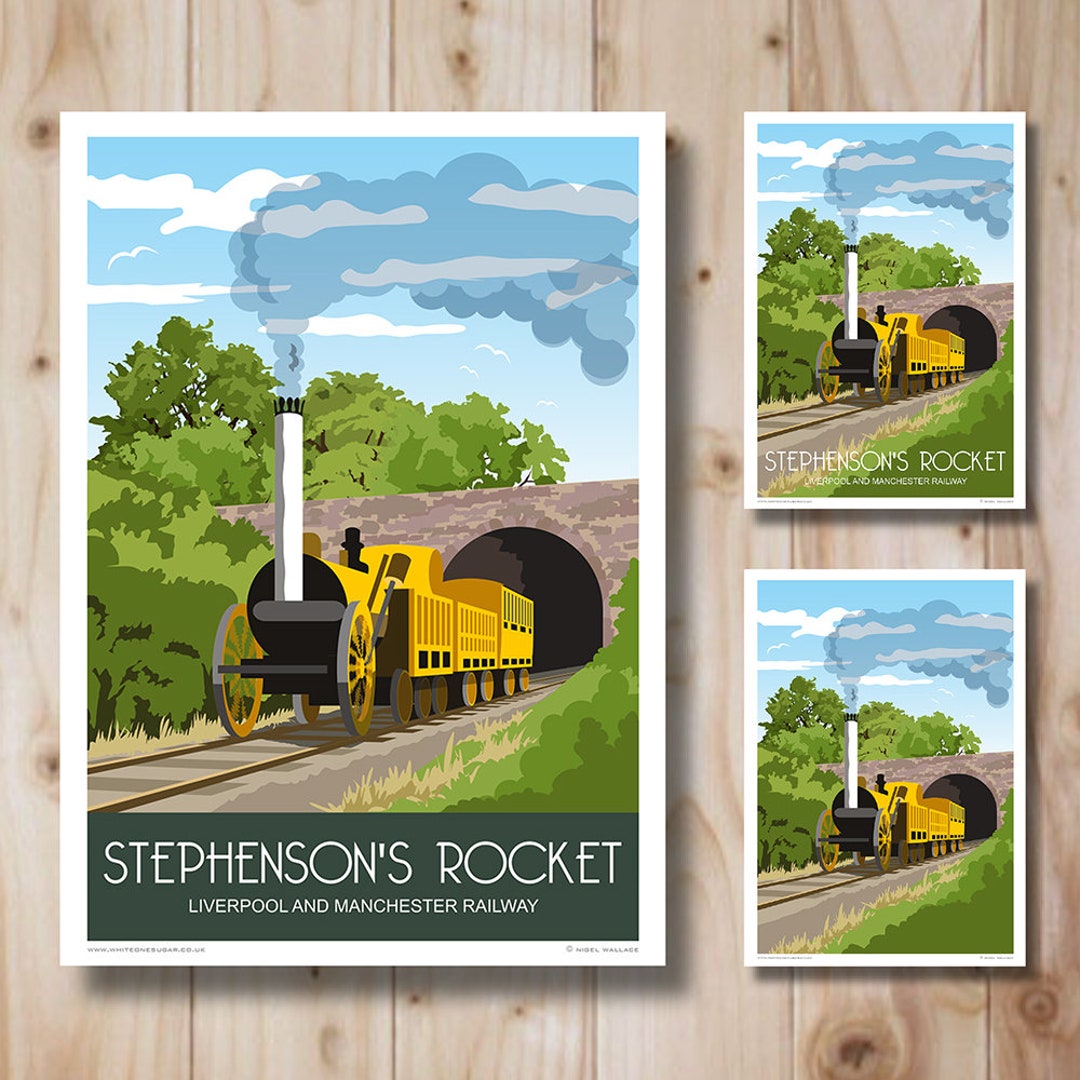 Stephenson's Rocket Poster. Portrait, in Retro, Art Deco Style Design ...