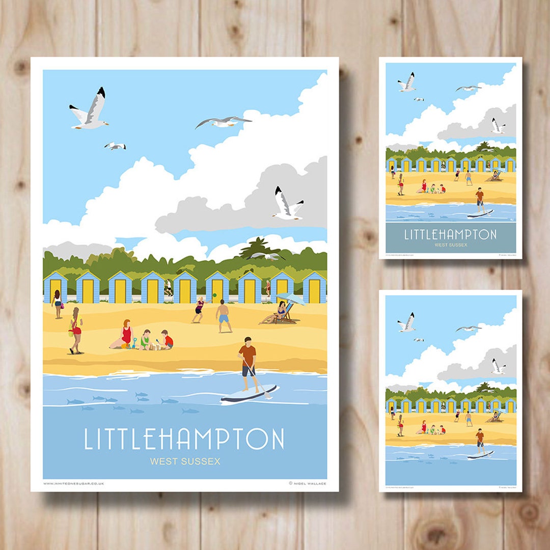 Littlehampton Beach, Poster, Travel Poster, Print. Sussex. in Retro ...