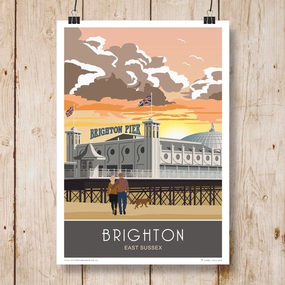 BRIGHTON. Travel Poster of Palace Pier Brighton. Sunrise A4 | Etsy