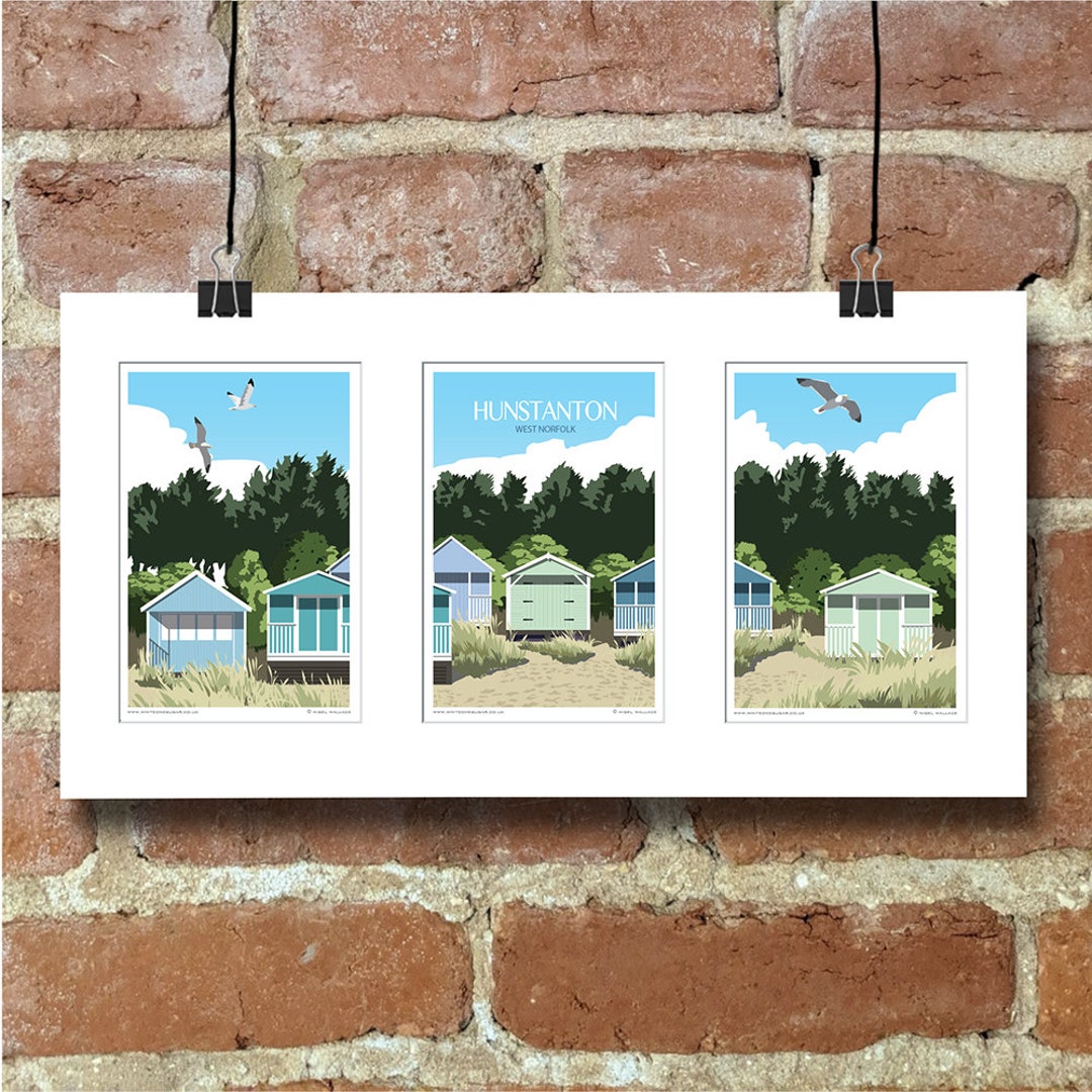Hunstanton Beach Huts Triple Mounted Pictures. North Norfolk. Travel ...