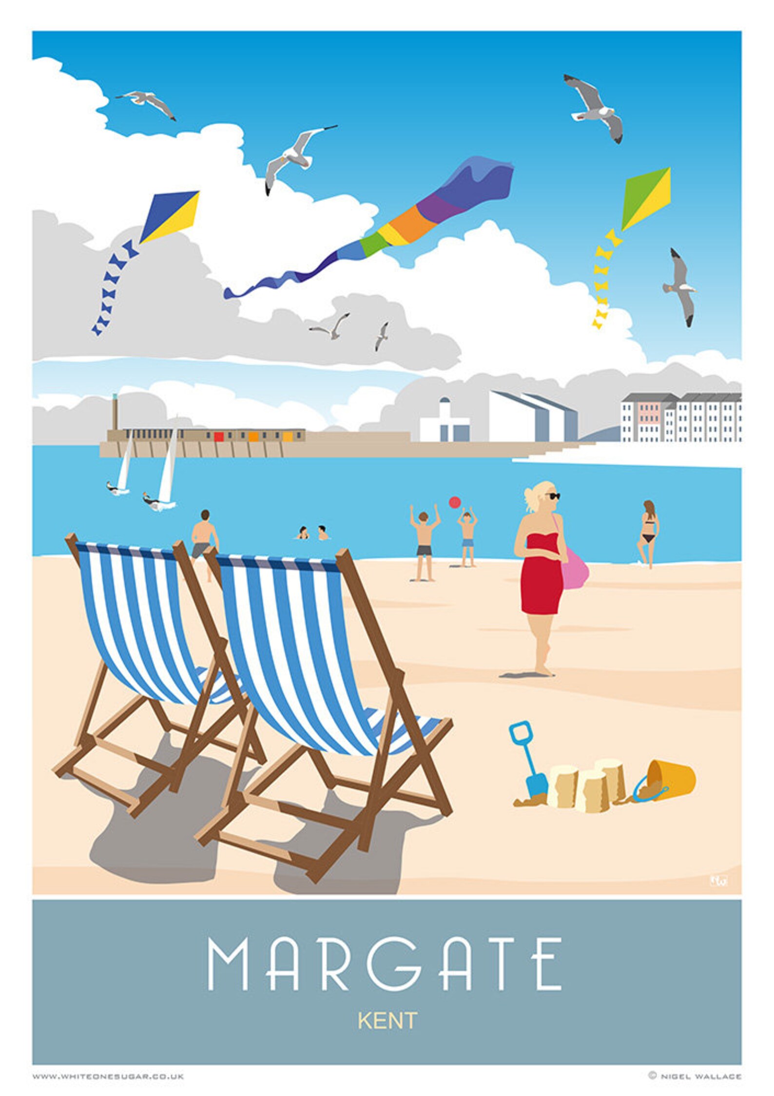 Margate Beach. Harbour Arm in Background. A4, A3, A2, A1. Other Sizes ...