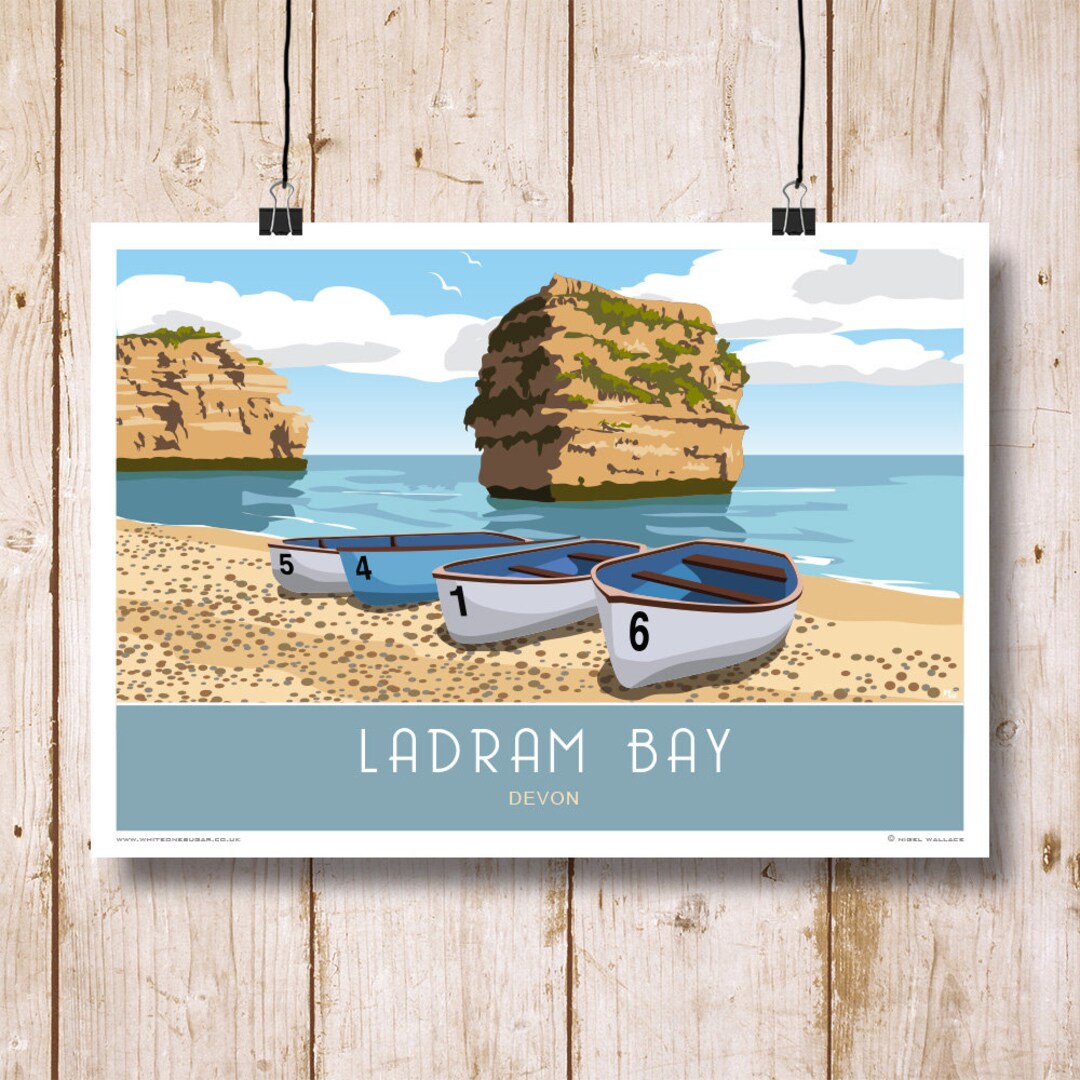 Ladram Bay Devon Travel Poster, Jurassic Coast Art Print - Etsy UK