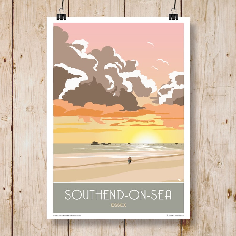 Southend-on-Sea Essex. Art print Travel/Railway poster. A4 | Etsy