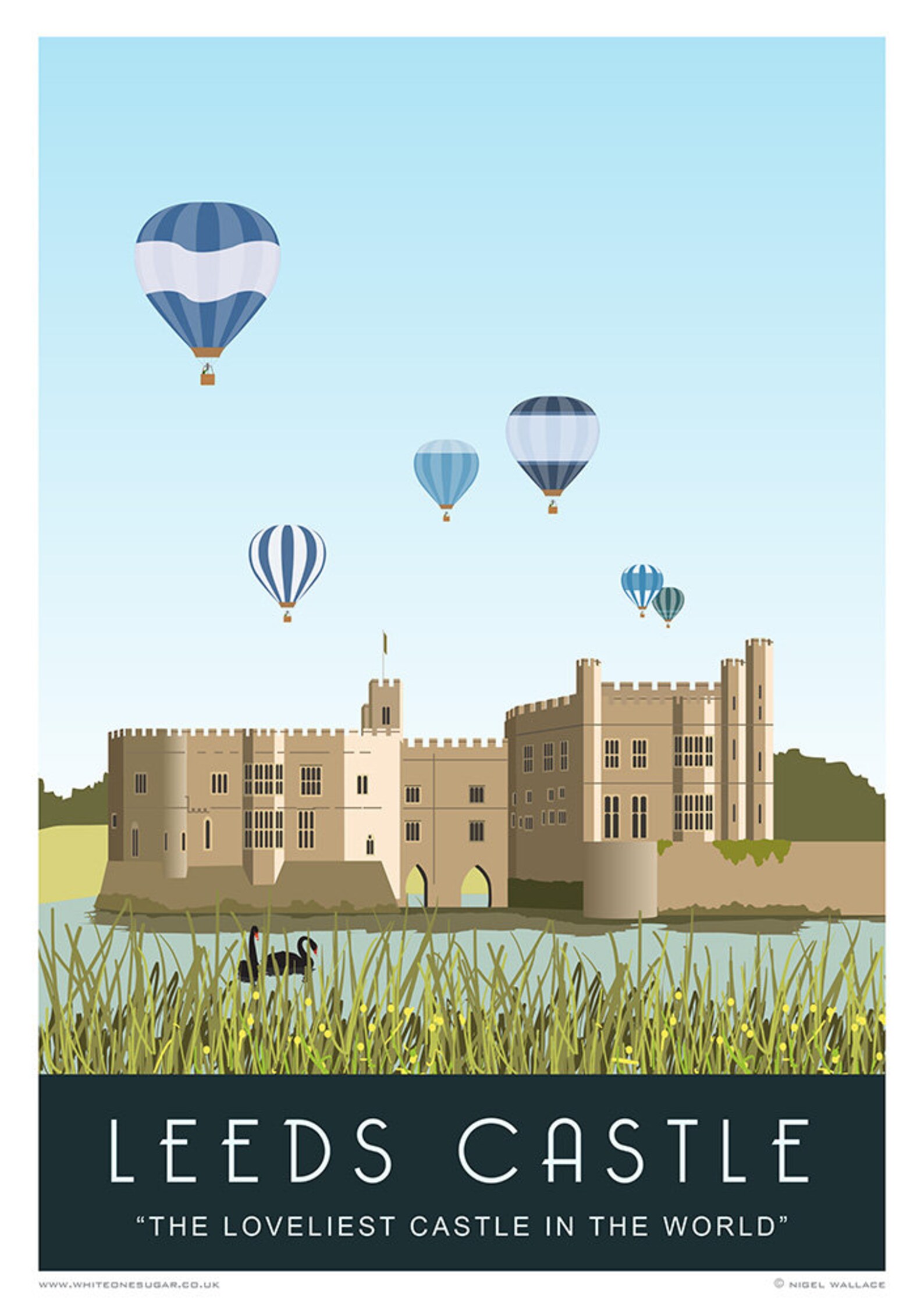 LEEDS CASTLE. Travel Poster of Leeds Castle Hot Air Balloons - Etsy