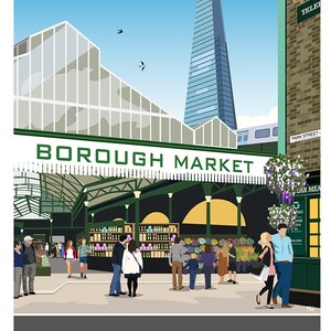 Borough Market, Southwark, London. Travel Poster. A4, A3, A2, A1. Retro ...