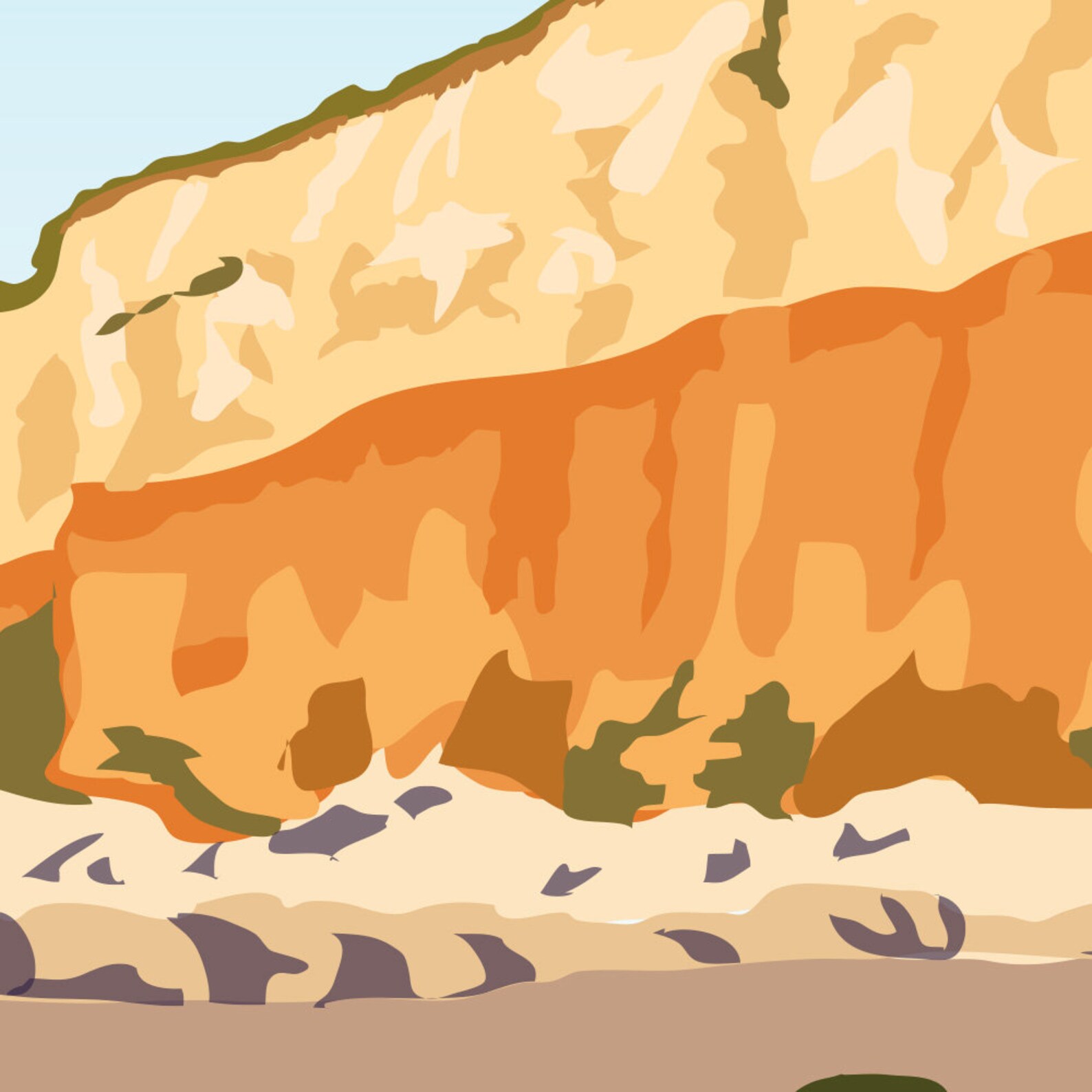 Hunstanton Cliffs and Lighthouse, North Norfolk Coast. Travel Poster ...