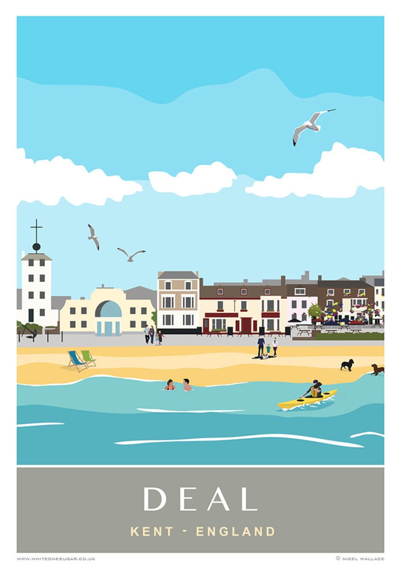 Deal Beach Scene. Portrait or Landscape A4 A3 A2 A1 - Etsy UK