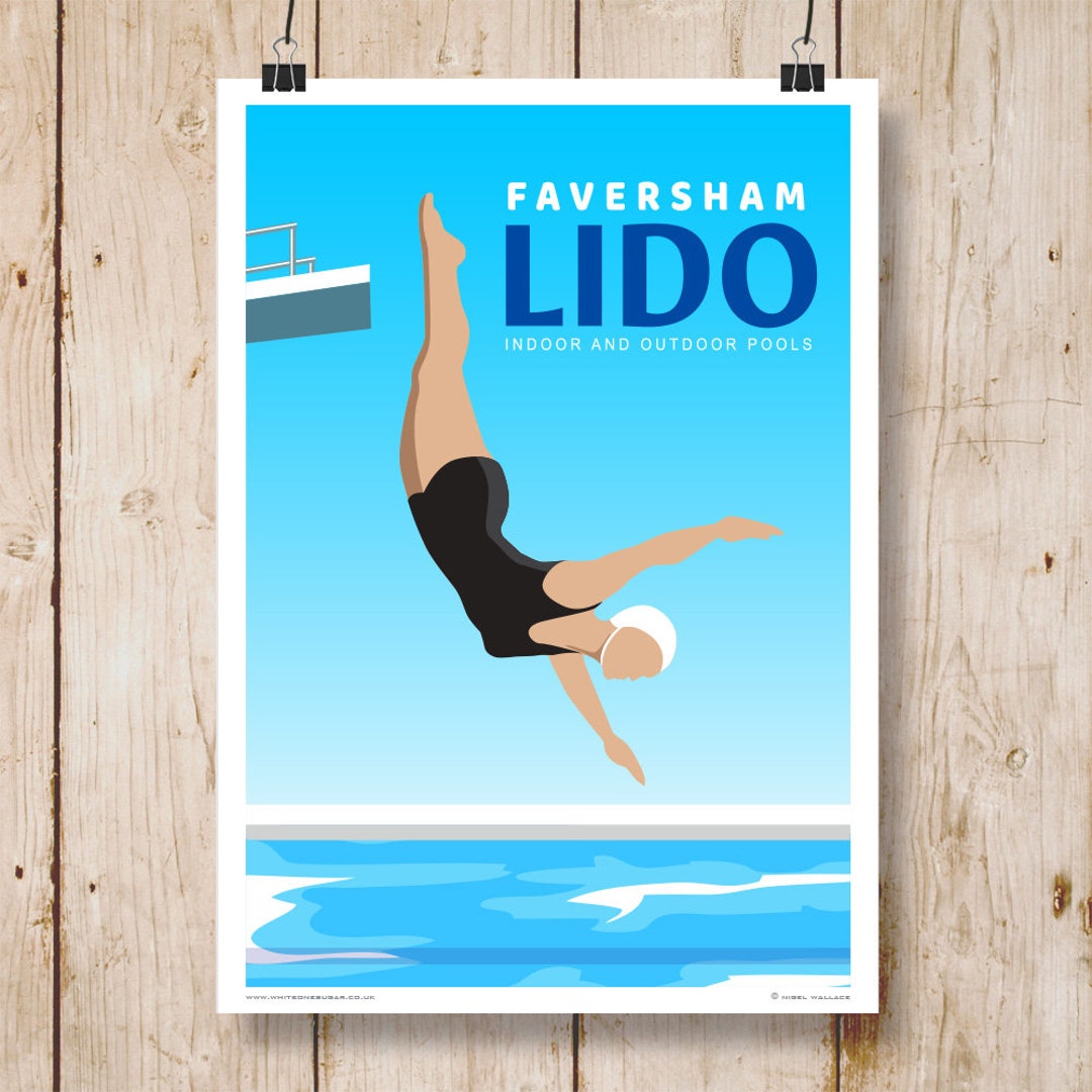 Faversham Pools, Lido. 50s Style Poster. A4, A3, A2, A1. Other Sizes ...