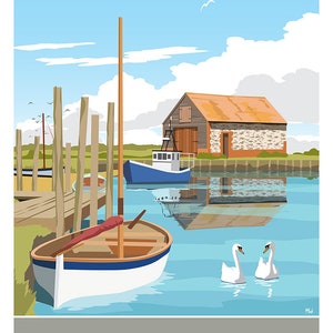 Thornham Coal Barn, Norfolk Coast. Portrait, Retro, Art Deco Style ...