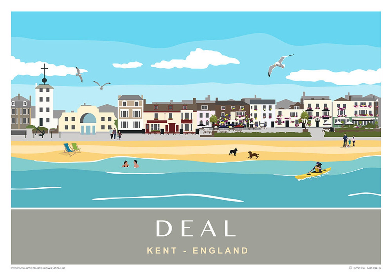 Deal Beach Scene. Portrait or Landscape A4 A3 A2 A1 - Etsy UK