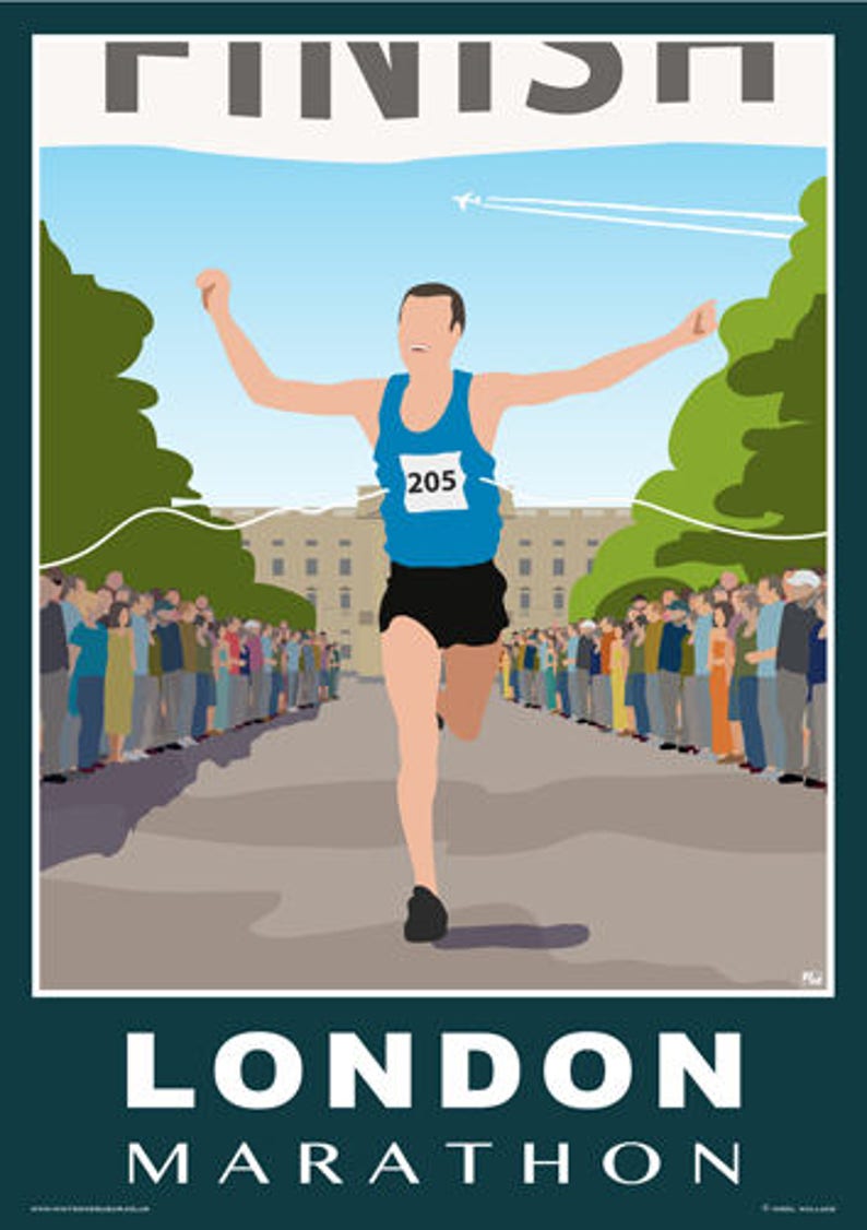LONDON MARATHON. Male runner. Art print Travel/Railway Poster. | Etsy