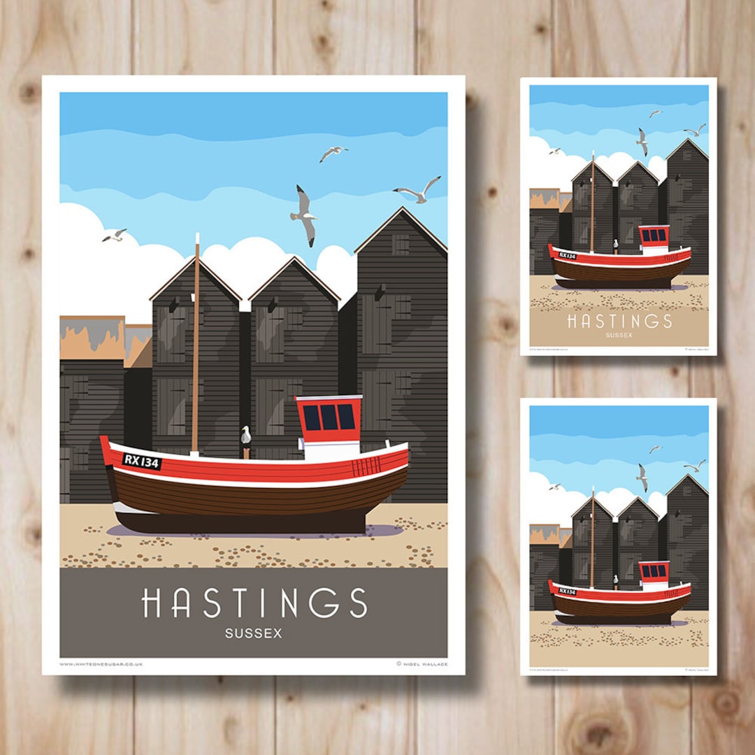 Hastings Fishing Boat Poster, Print. Travel Poster Art Print. Fishing ...