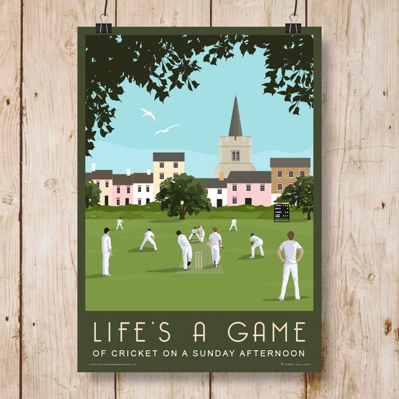 LIFE'S A GAME. Cricket on a Sunday afternoon. Art Travel | Etsy