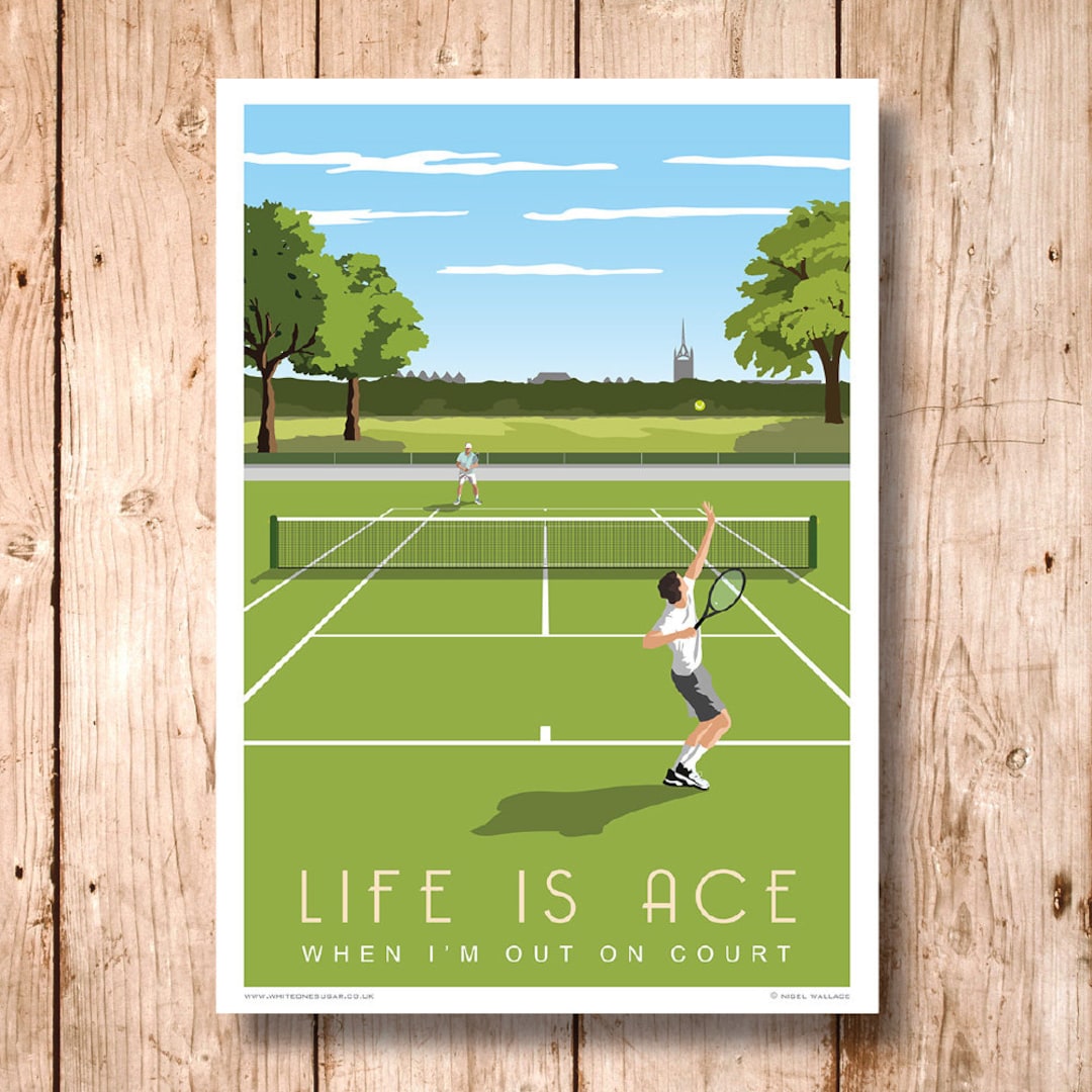 Men's Tennis Art Print, Grass Court Poster, Personalized Gift - Etsy