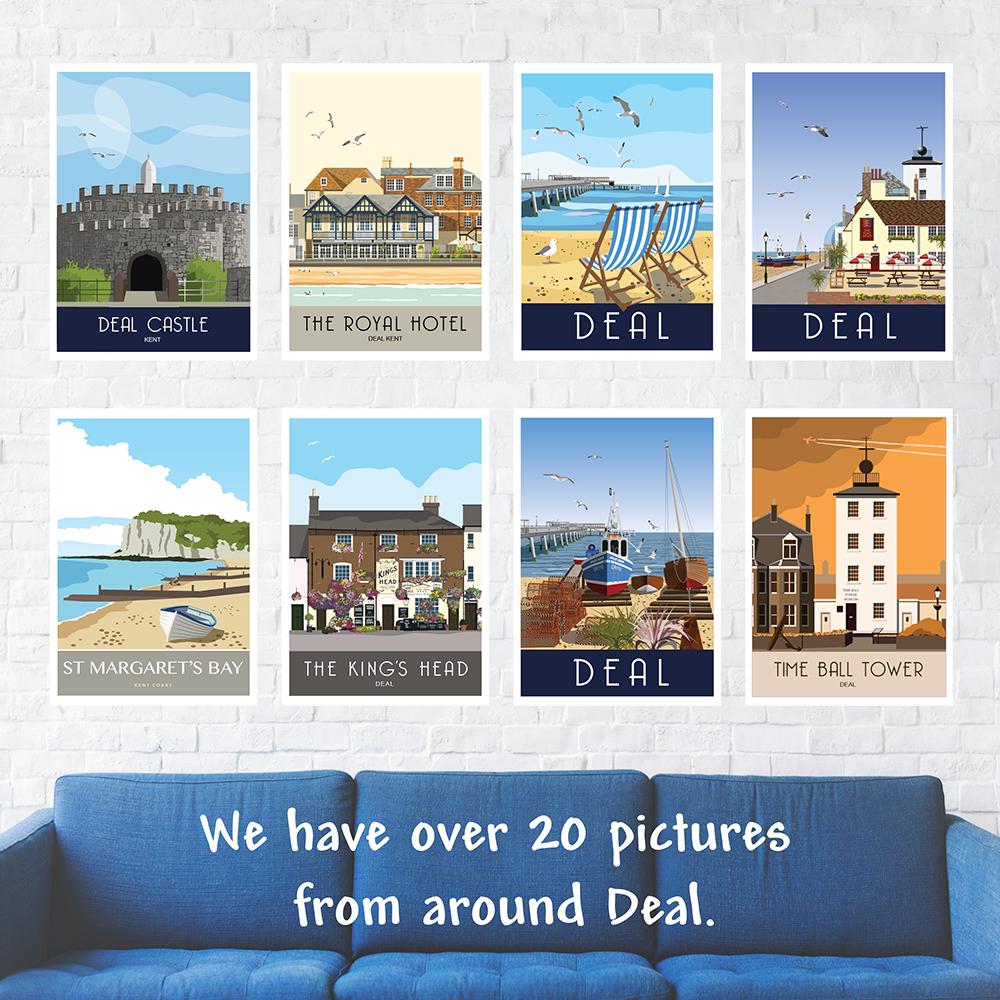 Deal Seafront, Pier & Fishing Boats, Landscape. A4, A3, A2, A1 Portrait ...