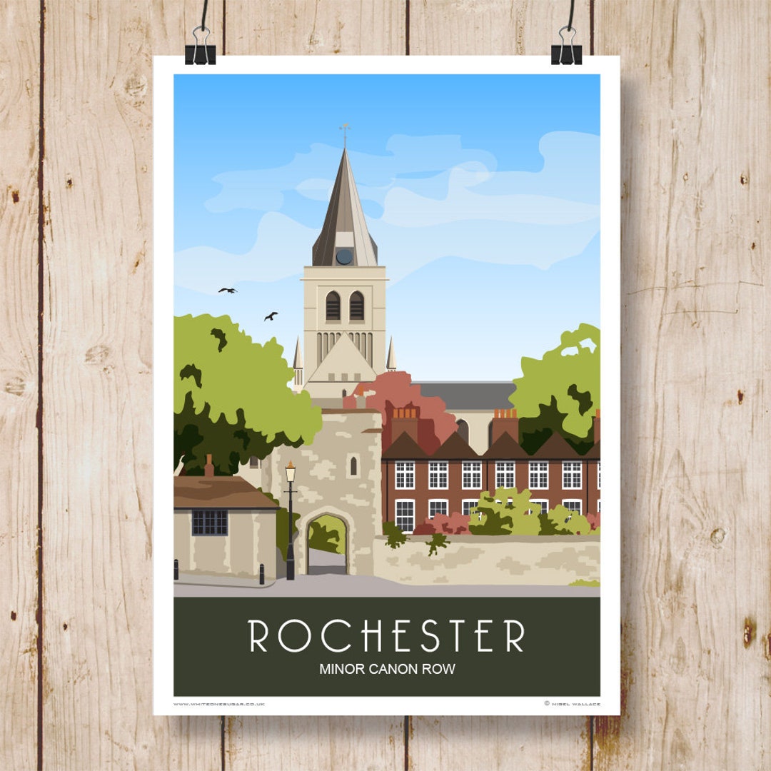 Rochester's Minor Canon Row. Travel Poster. A4, A3, A2, A1 in Retro ...