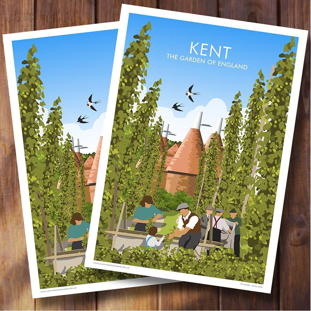 Kent Hop Picking Art Deco Travel Poster - Etsy