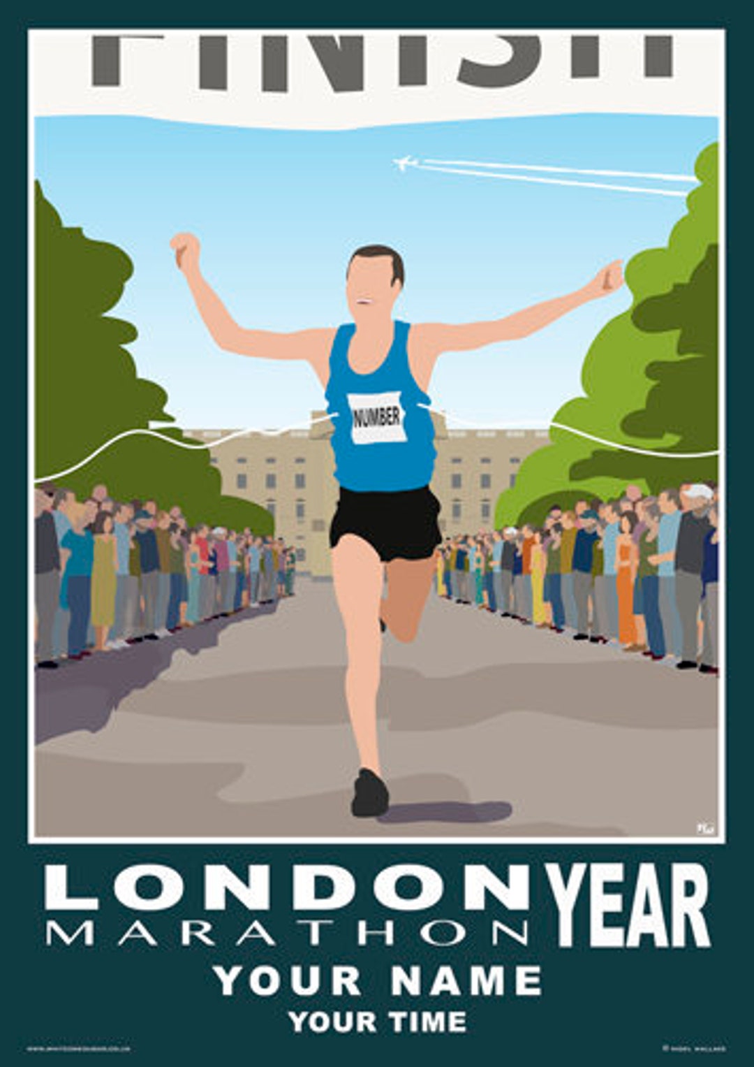LONDON MARATHON. Male Runner. Art Print Travel/railway Poster. Portrait ...