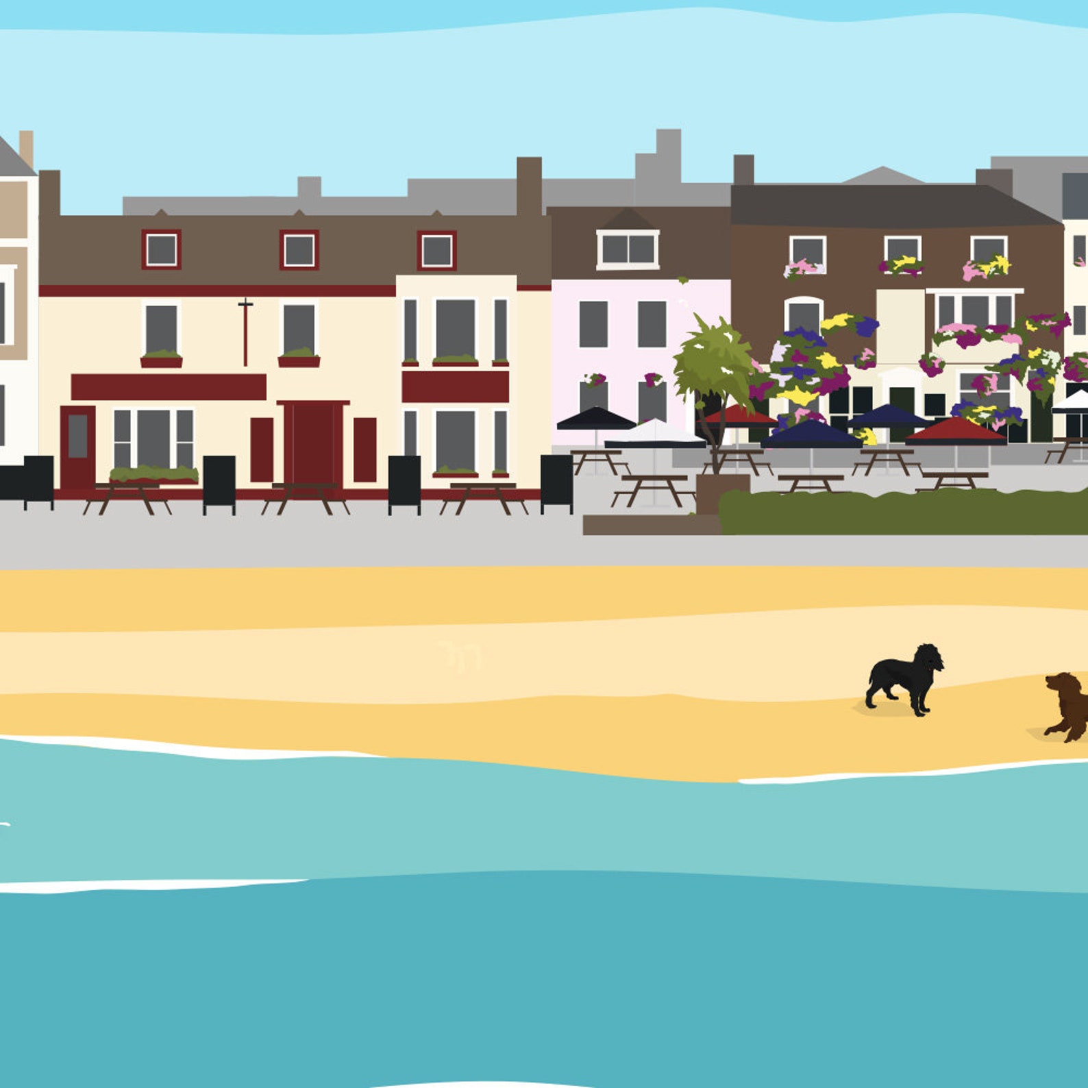 Deal Beach Scene. Portrait or Landscape A4 A3 A2 A1 - Etsy UK