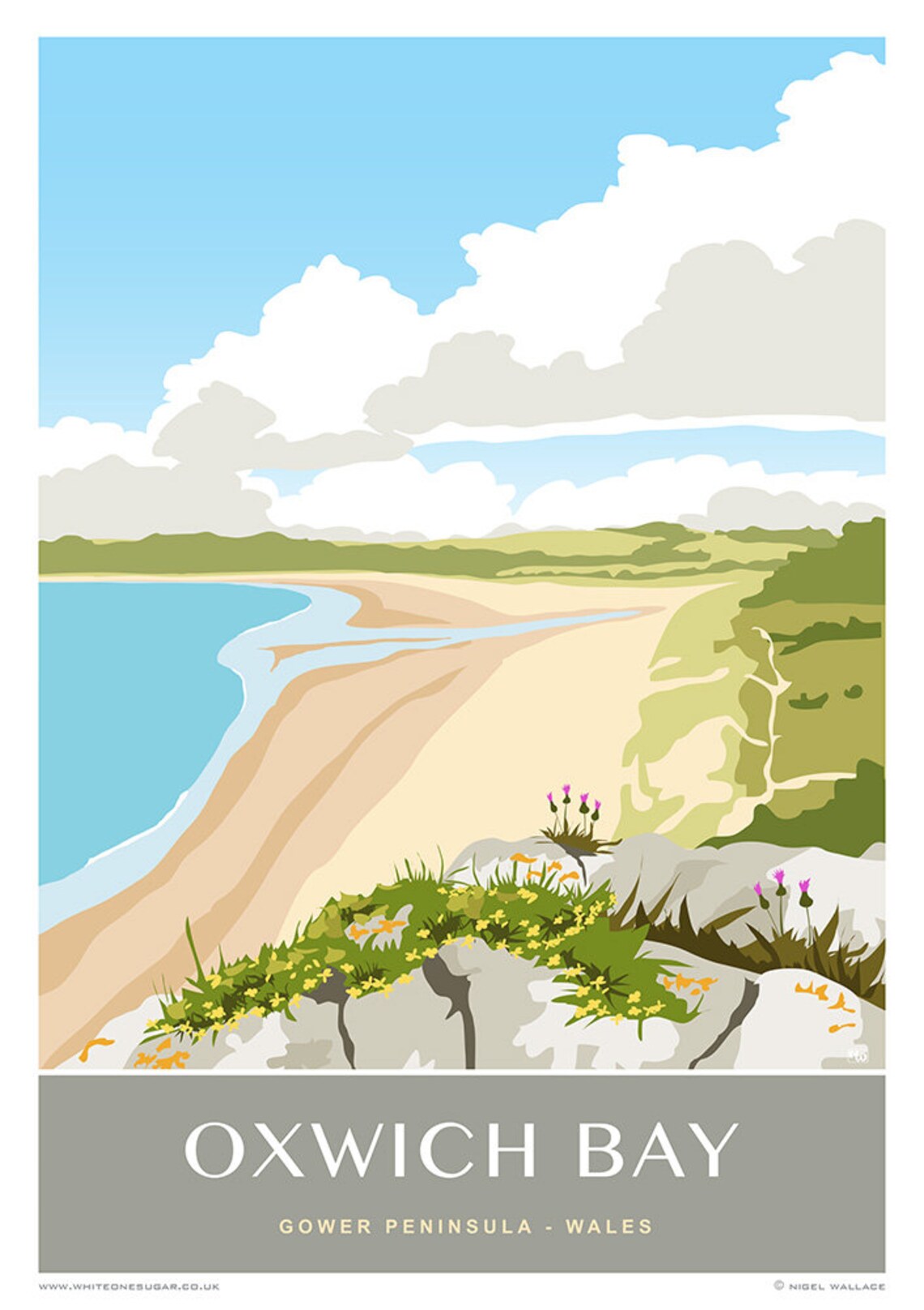 Oxwich Bay Gower Peninsula South Wales. Travel Poster A4 | Etsy