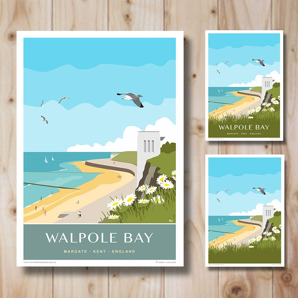 Walpole Bay, Margate, Kent. Portrait, Retro, Art Deco Style Design ...