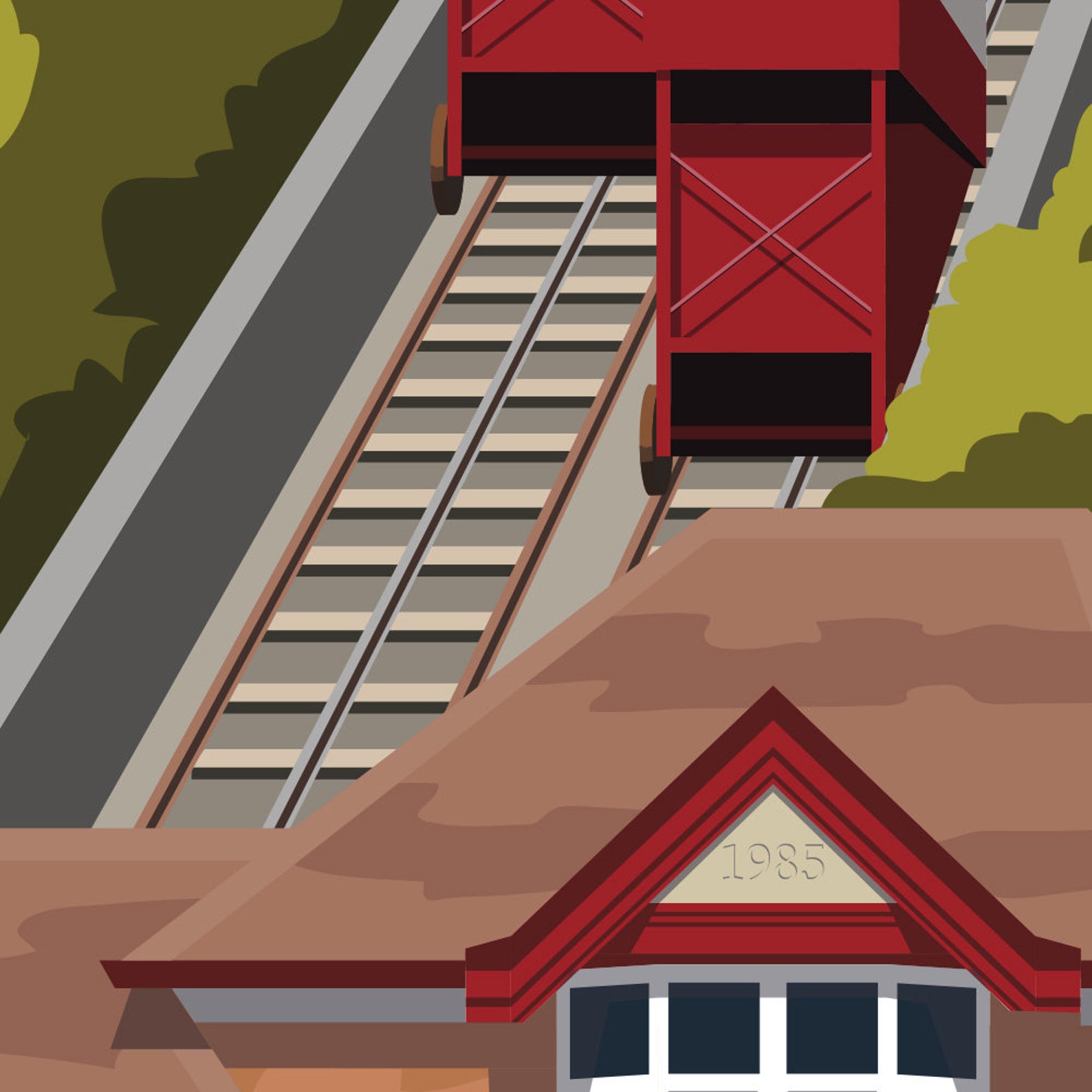 Leas Cliff Funicular Railway Lift, Folkestone. Travel Poster of ...