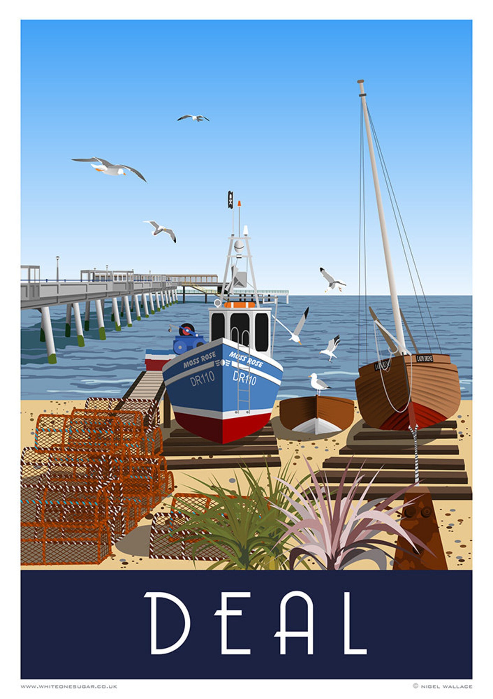 Deal Seafront Pier & Fishing Boats Kent. A4 A3 A2 A1 | Etsy