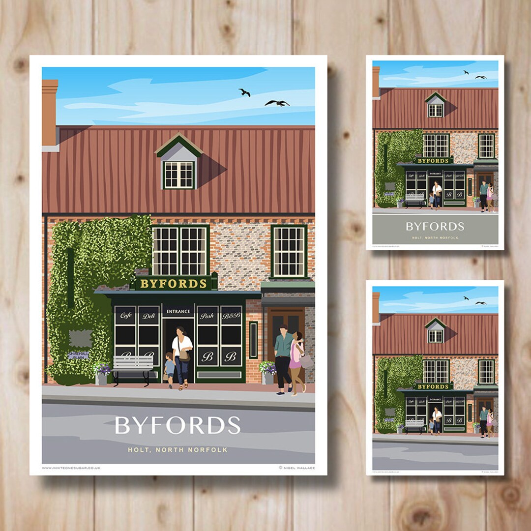 Byfords of Holt Travel Poster, Print, North Norfolk. Retro Art Deco ...